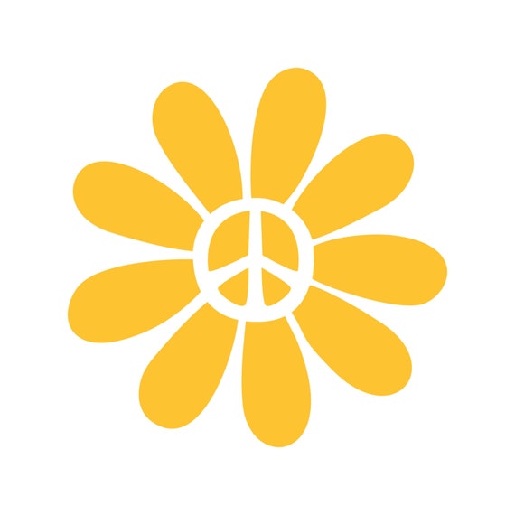 Peace Sign in a Daisy Flower Vintage Hippie Style Vinyl Decal - Etsy