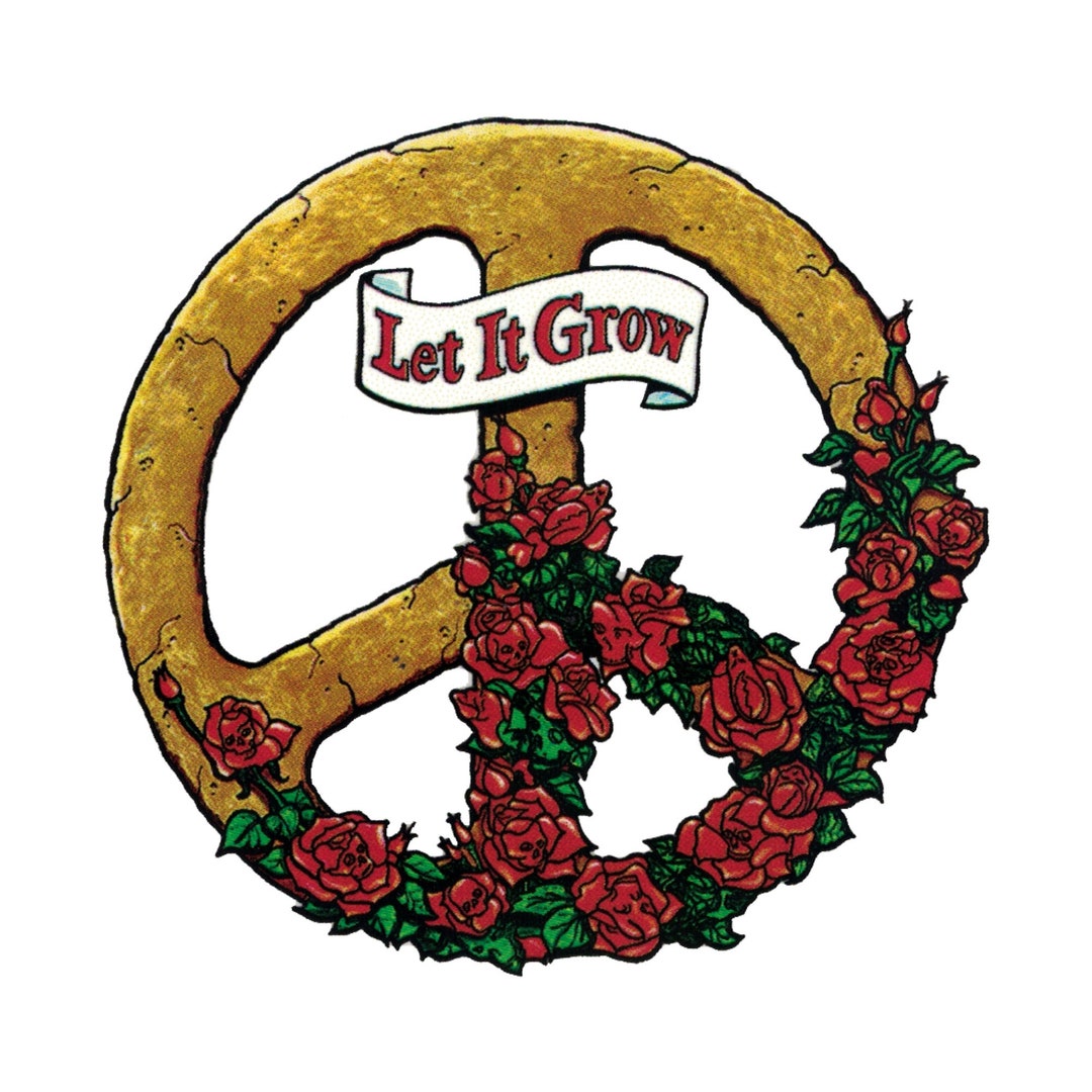 Let It Grow Peace Sign With Roses Translucent Window Sticker / Decal 4. ...