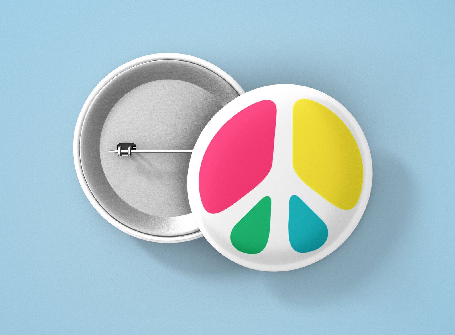 Peace Sign White Over Four Colors Hippie 60s Button for Backpacks ...