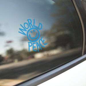 World Peace Vinyl Decal / Rub on Sticker - 14 Colors Available (3" X 3. ...