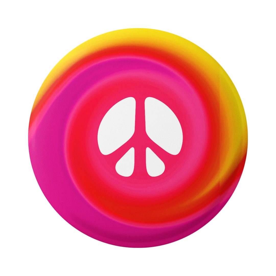 Peace Sign With Psychedelic Swirl Hippie 60s Style Button for Backpacks ...