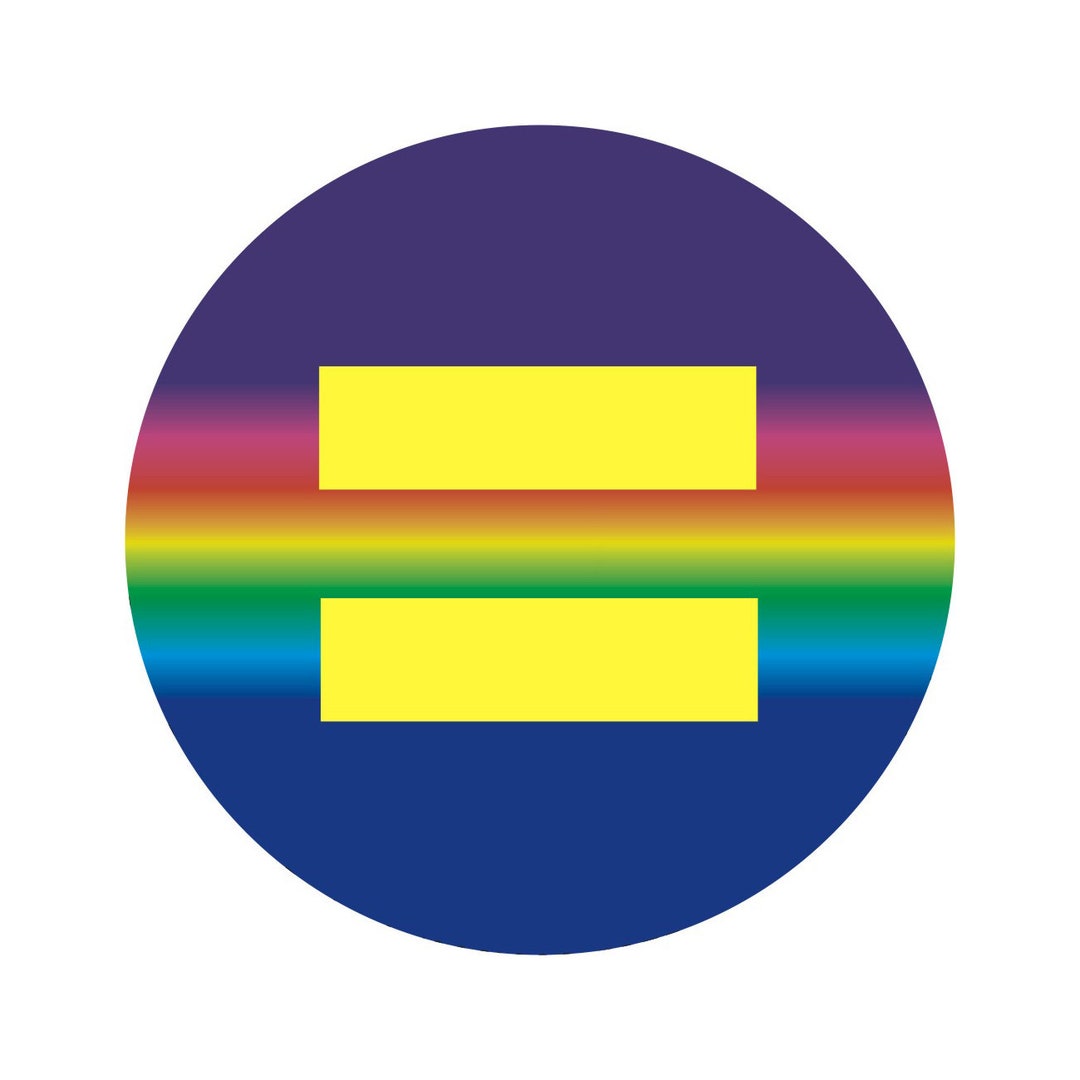 Equal Rights Symbol / Sign on Rainbow Background - LGBTQ Button ...