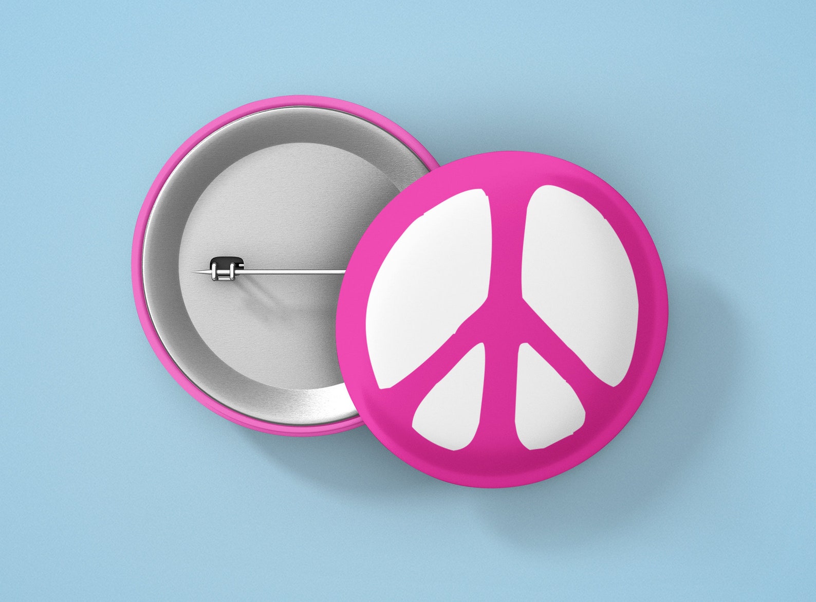 Peace Sign / Symbol in Pink Over White Button for Backpacks - Etsy