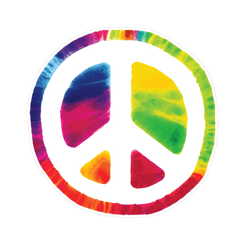 Tie Dye Rainbow Peace Sign Small Hippie Car Bumper Sticker | Etsy