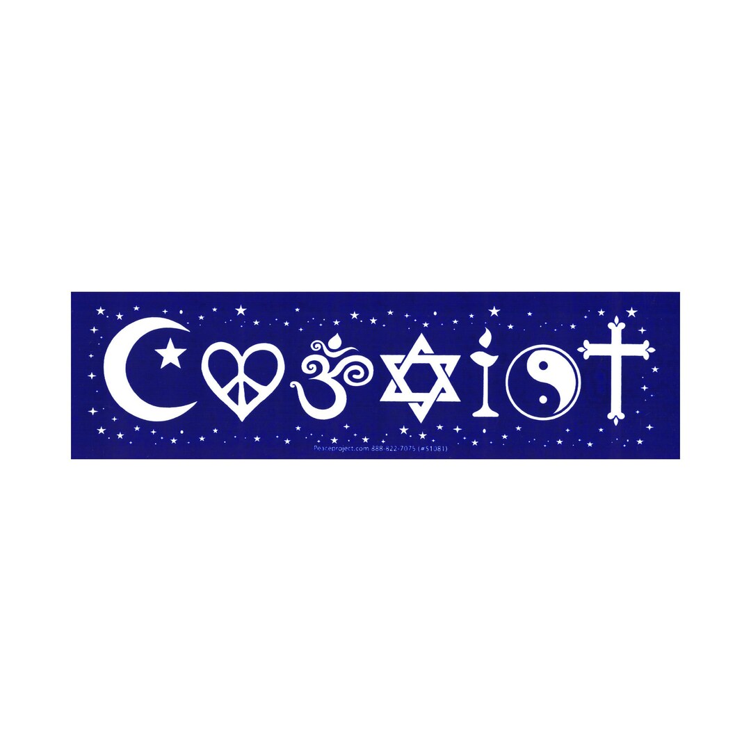 Coexist Religious Symbols and Stars Interfaith Peace Large Bumper ...