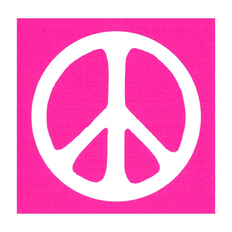 Peace Sign / Symbol - White Over Pink - Bumper Sticker / Decal or ...