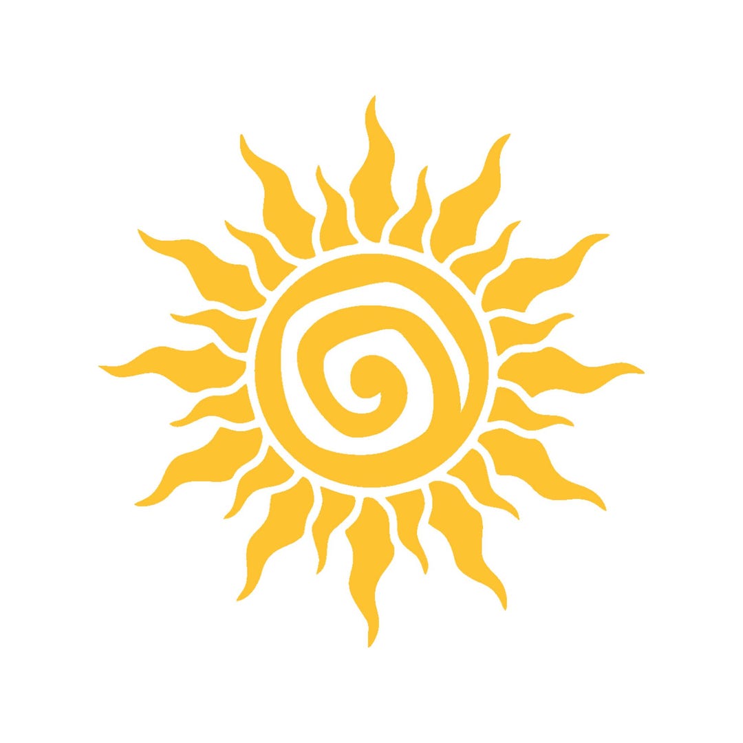 Sun With Swirl Vinyl Decal / Rub on Sticker - 14 Colors Available (3.3 ...