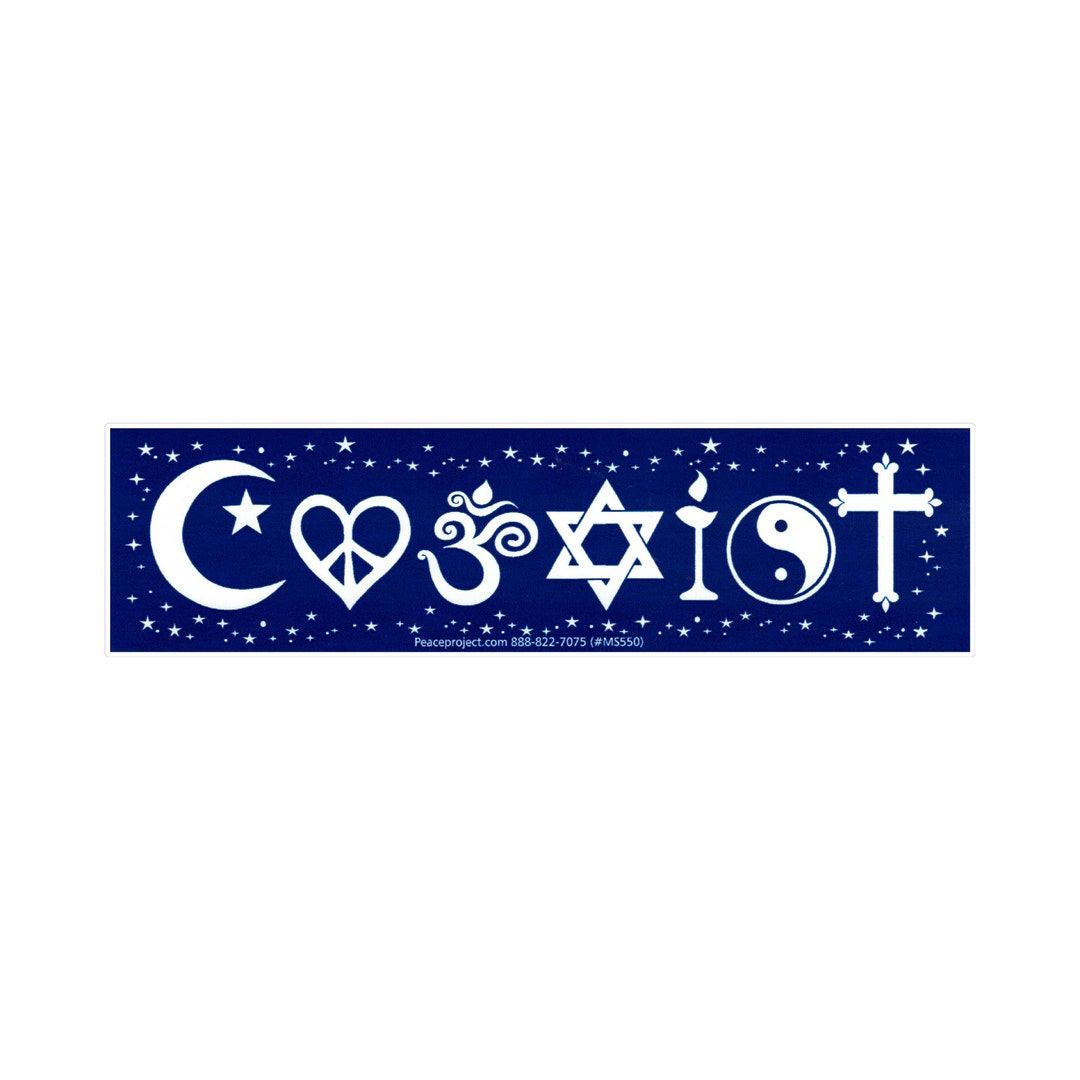 Coexist Religious Symbols Interfaith Peace Small Bumper Sticker ...