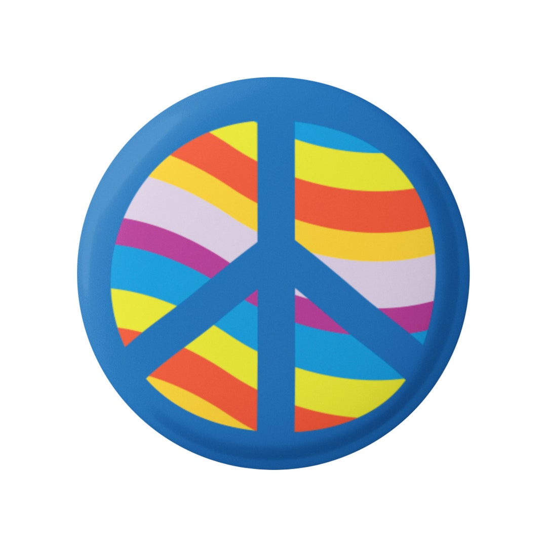 Rainbow Peace Sign / Symbol Anti-war Diversity Button Pinback for ...