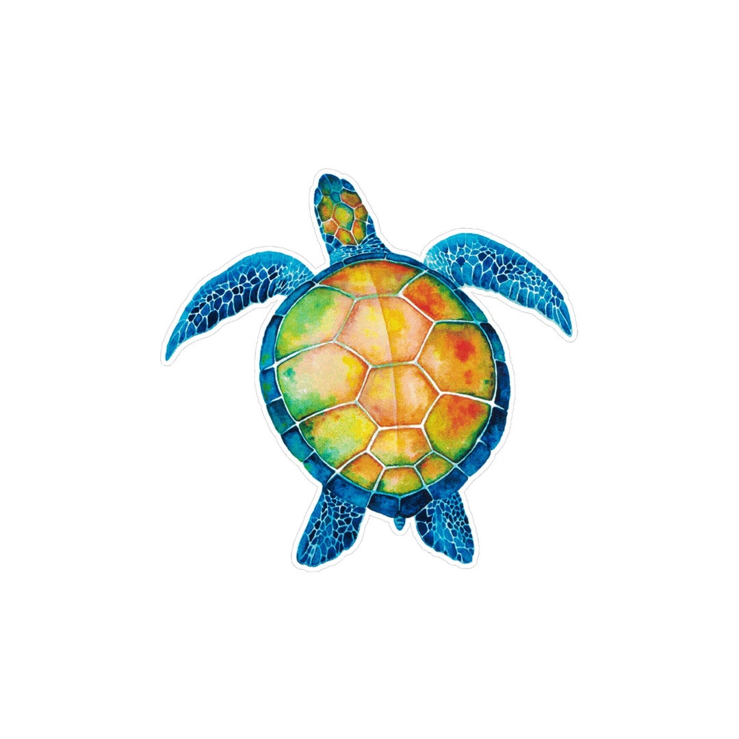 Watercolor Sea Turtle Small Ocean Theme Bumper Sticker Laptop ...