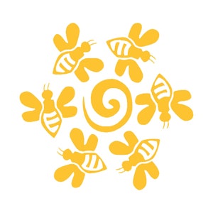 Bees in a Swirl Vinyl Decal / Rub on Sticker - 14 Colors Available (5 ...