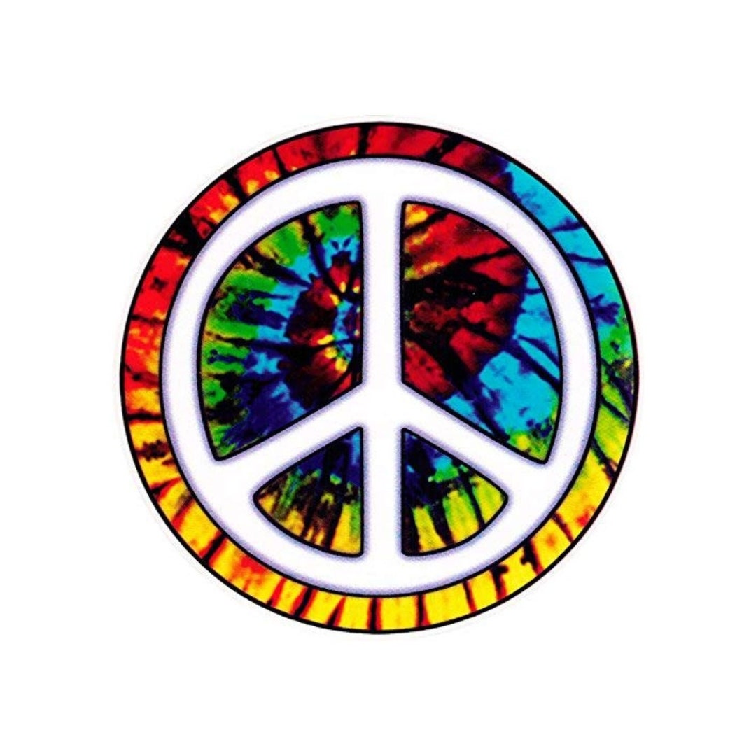 Rasta Reggae Colors Tie Dye Peace Sign - Translucent Window Sticker ...