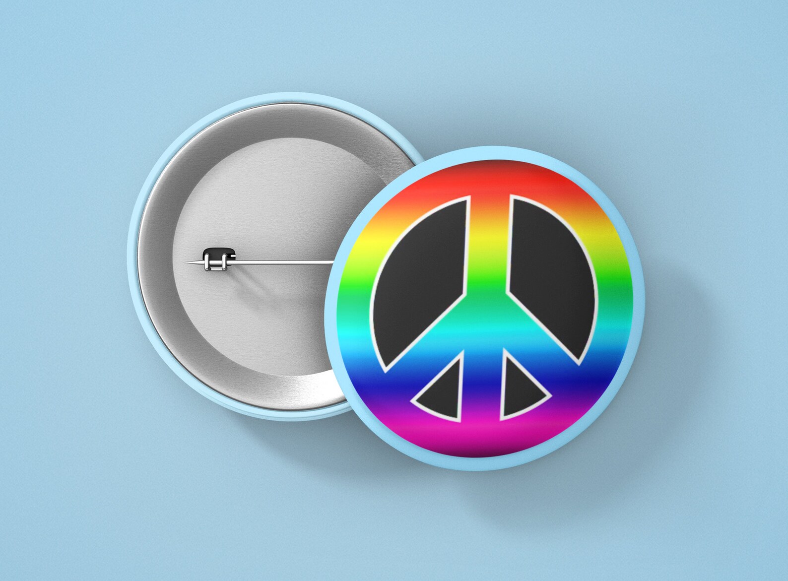 Peace Sign Rainbow Over Black Background Anti-war Peace Pride Button ...