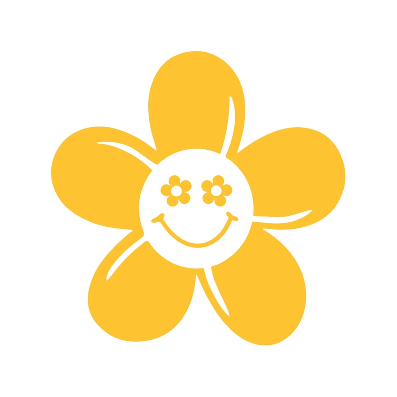 Happy Smiling Flower With Flower Eyes Vinyl Decal / Rub on - Etsy