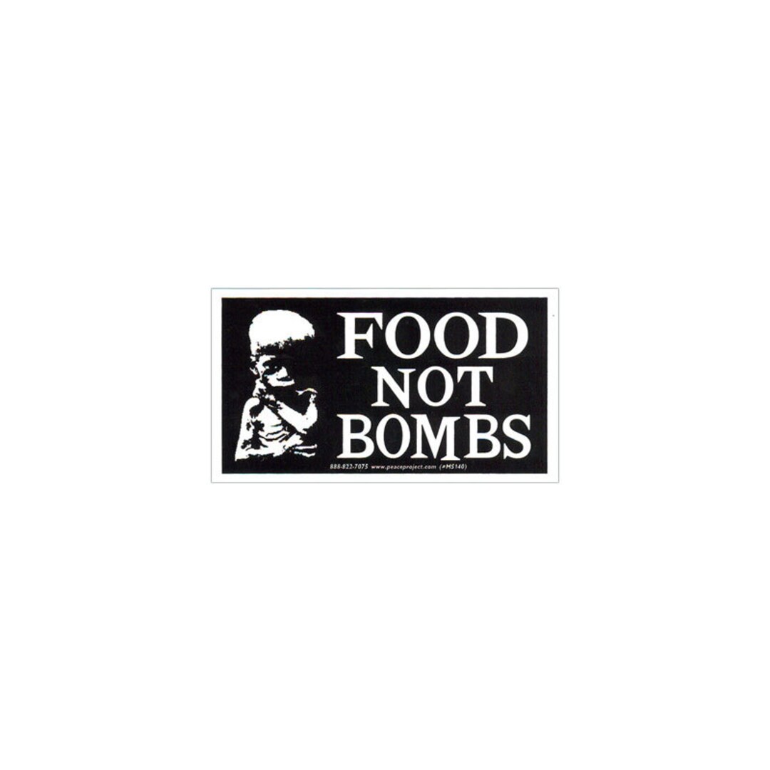 Food Not Bombs - Anti-war Small Bumper Sticker / Laptop Decal or Magnet ...