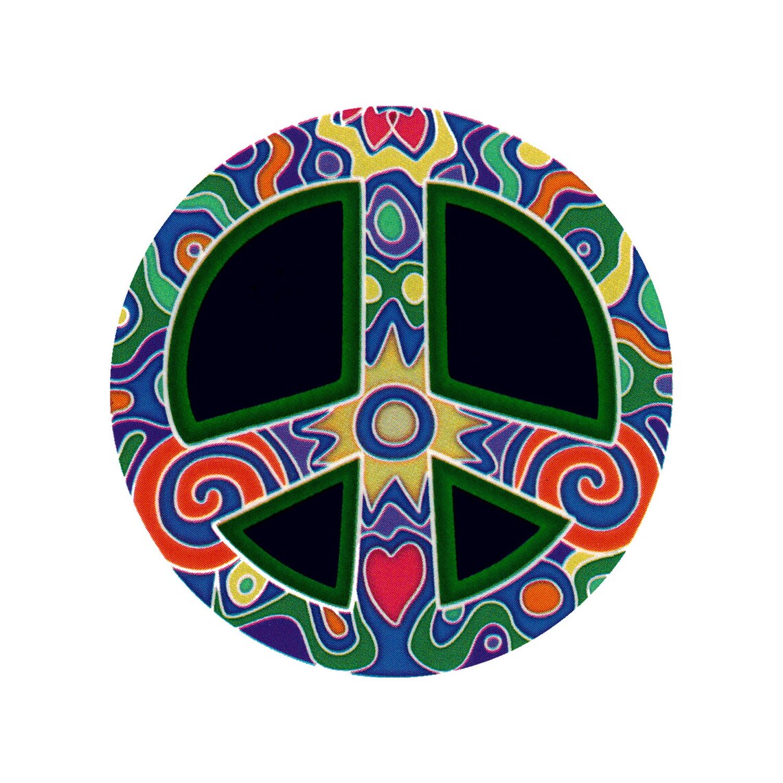 Retro Peace Sign - Translucent Window Sticker / Decal (4.5" Circular ...