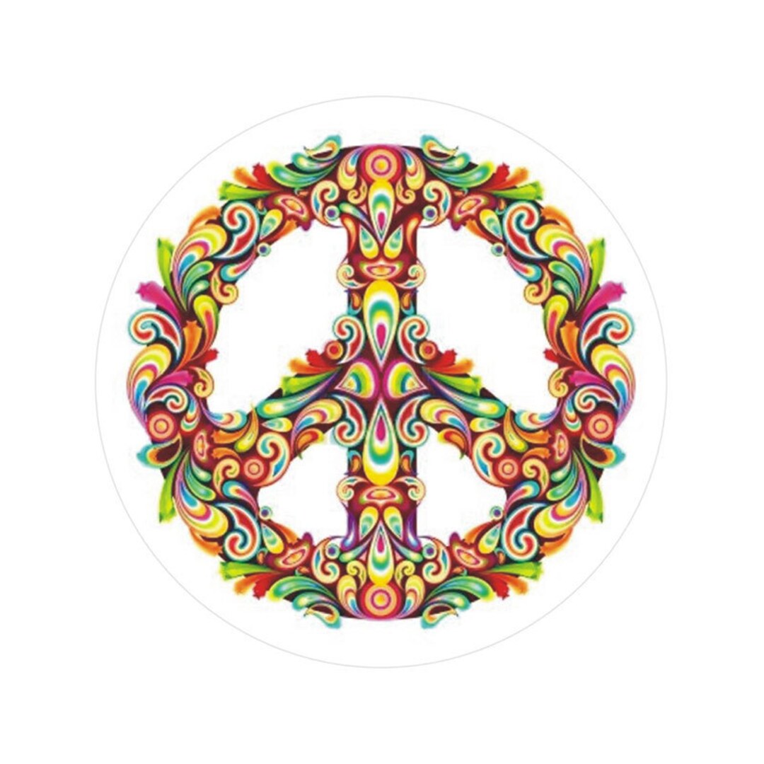 Psychedelic Flower Peace Sign / Symbol - Button / Pinback or Magnet - Etsy