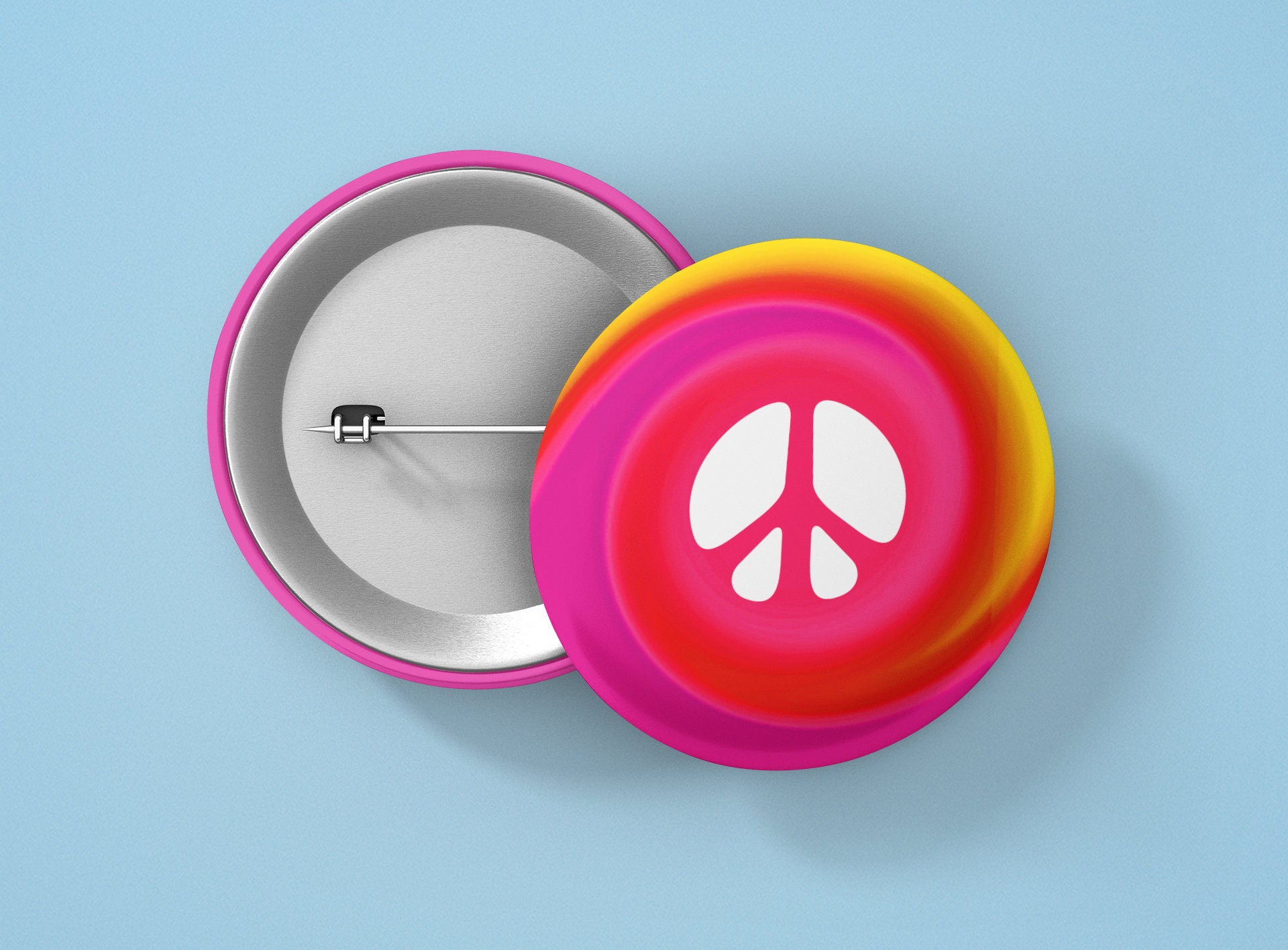 Peace Sign With Psychedelic Swirl Hippie 60s Style Button for Backpacks ...