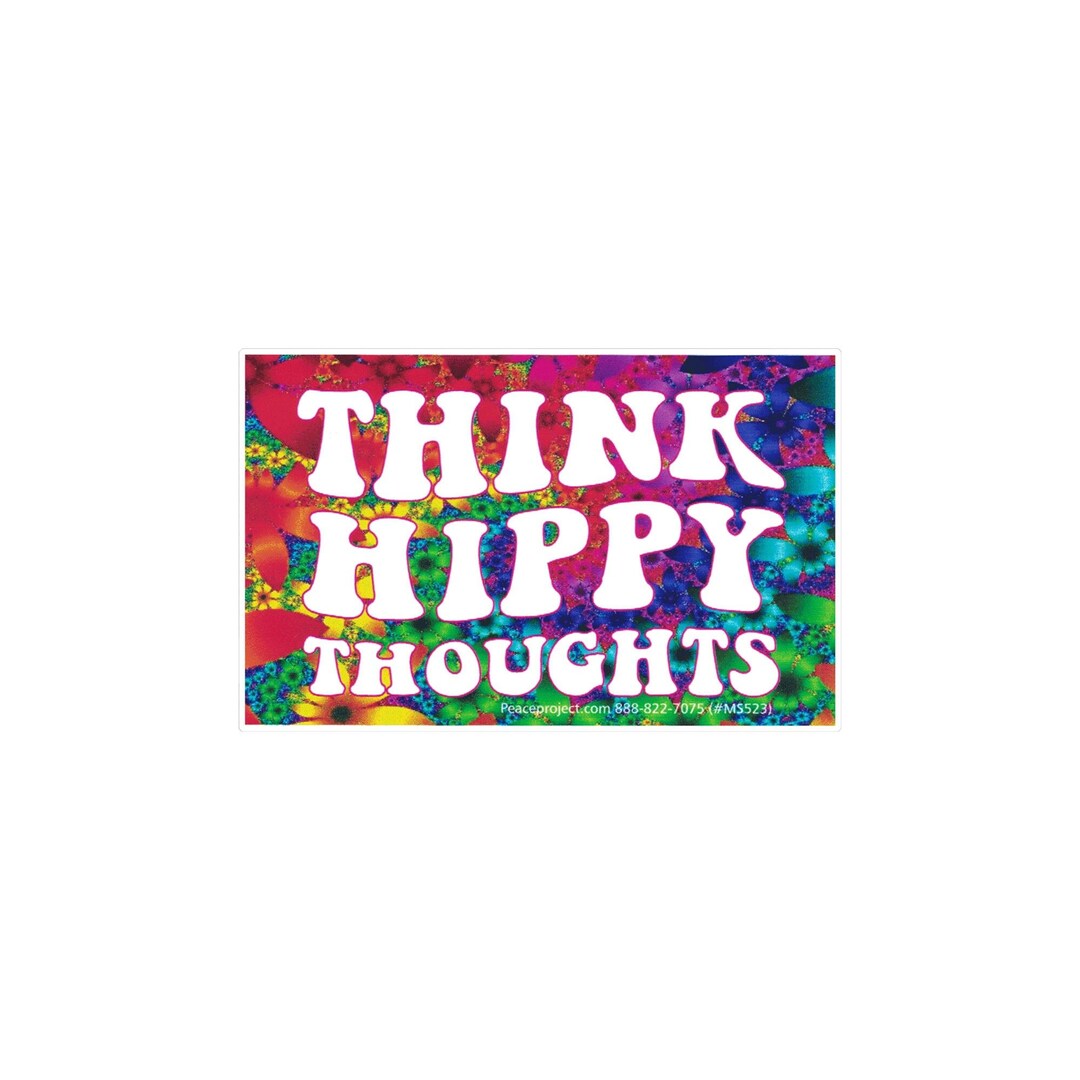 Think Hippie Thoughts Retro Floral Design Small Car Bumper Sticker ...