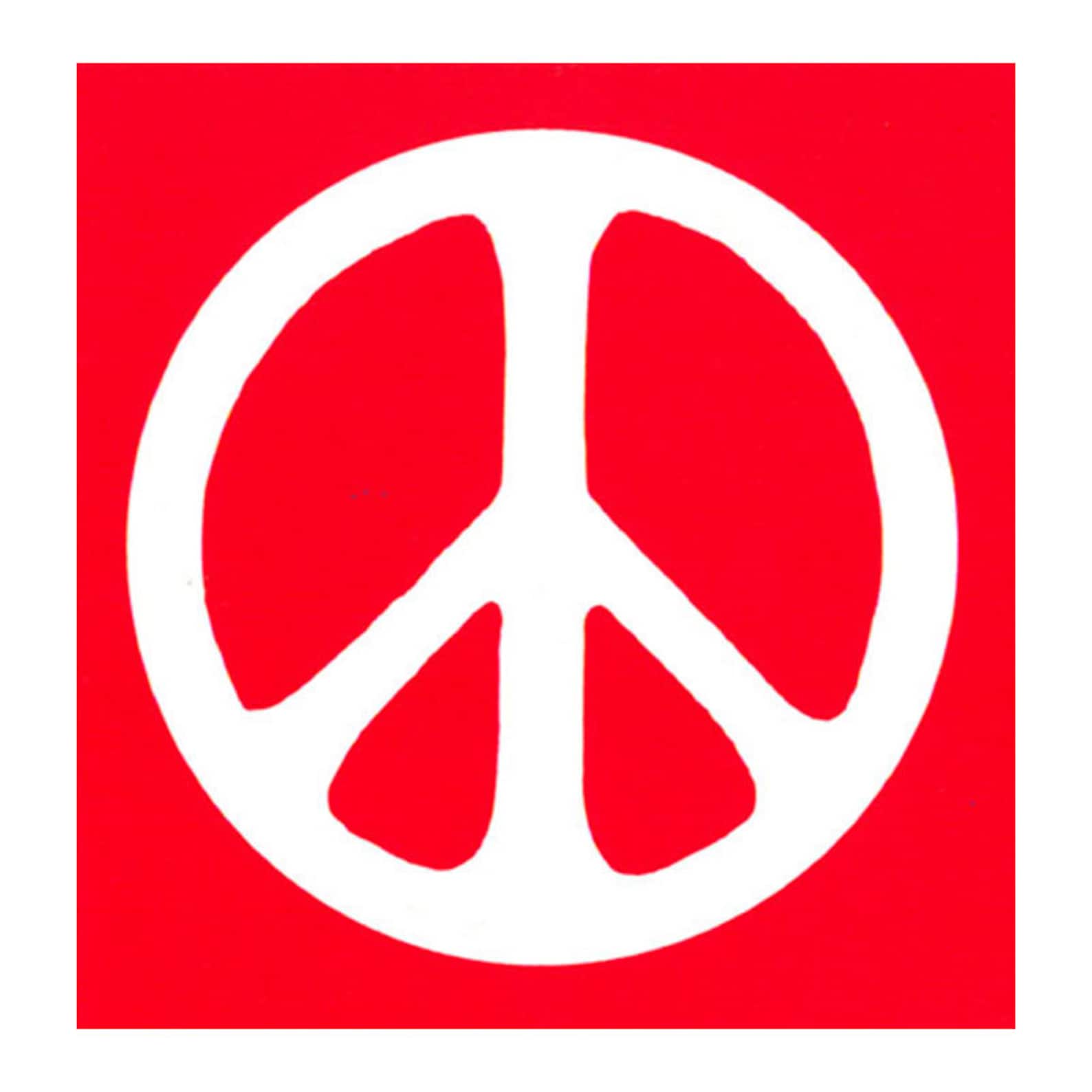 Peace Sign / Symbol White Over Red Small Bumper Sticker / - Etsy