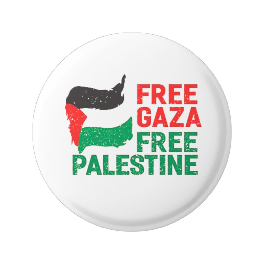 Free Gaza Free Palestine Middle East Peacemaking Peace Sign Button ...