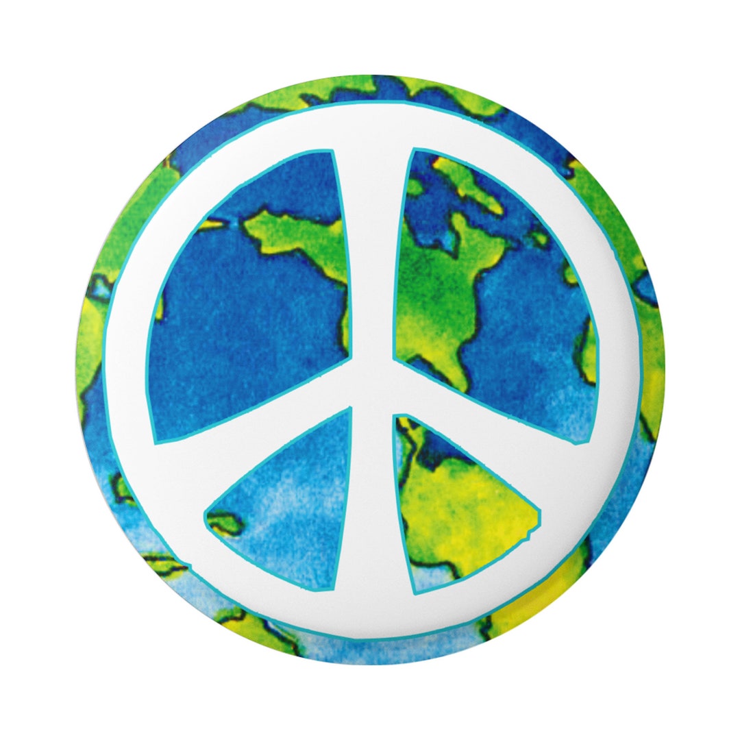 Peace Sign Over Earth Anti-war Button Pinback for Backpacks, Jackets ...