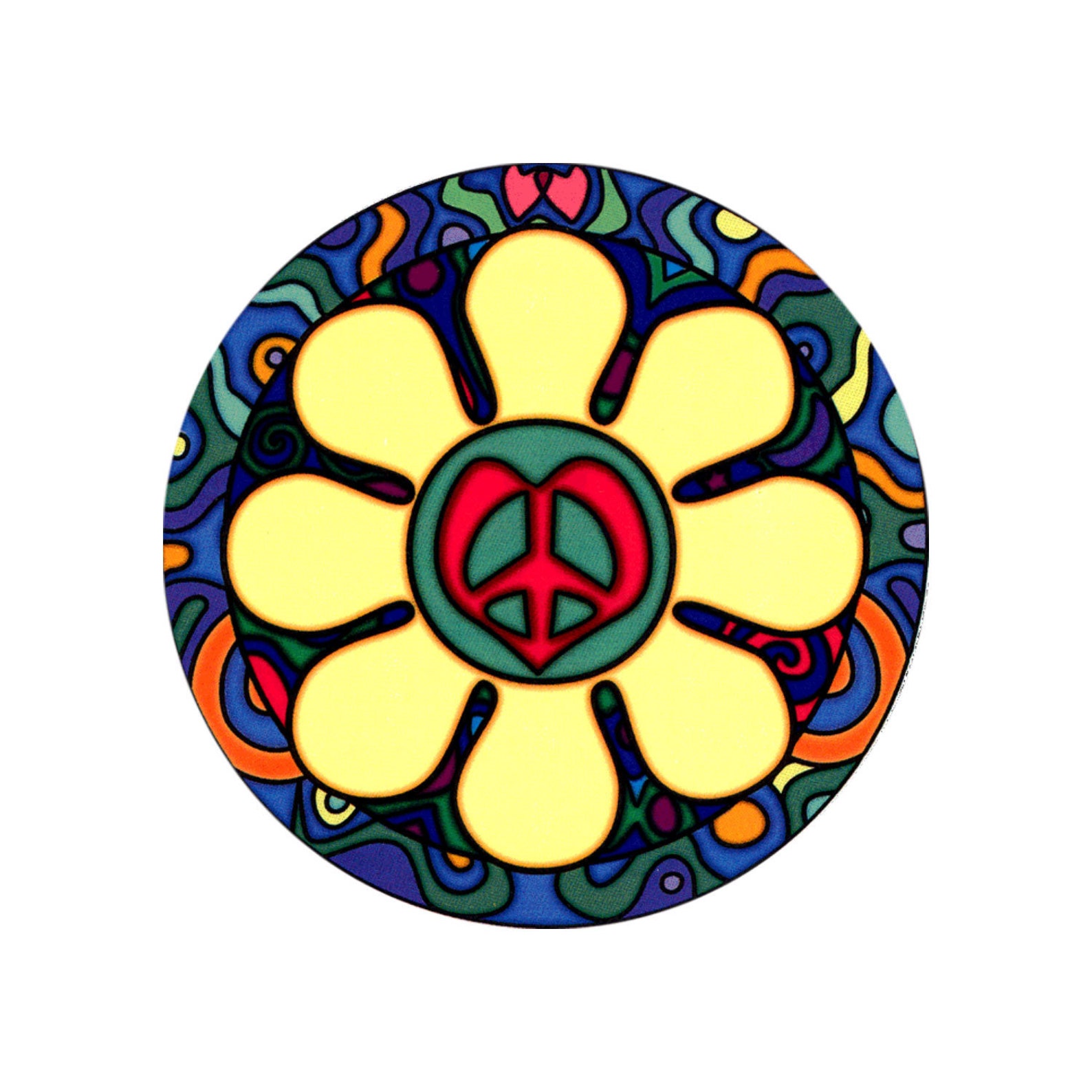 Flower Power Heart Peace Sign Translucent Window Sticker / | Etsy