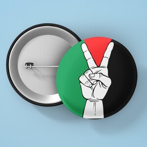 Peace for Palestine Middle East Peacemaking Peace Sign Button Pinback ...