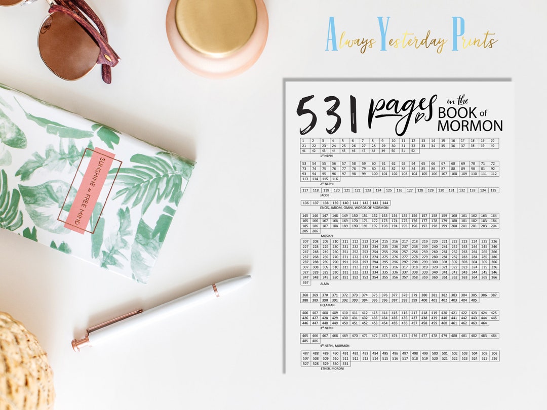 Book of Mormon Reading Chart Check off Printable | Page Number Count ...