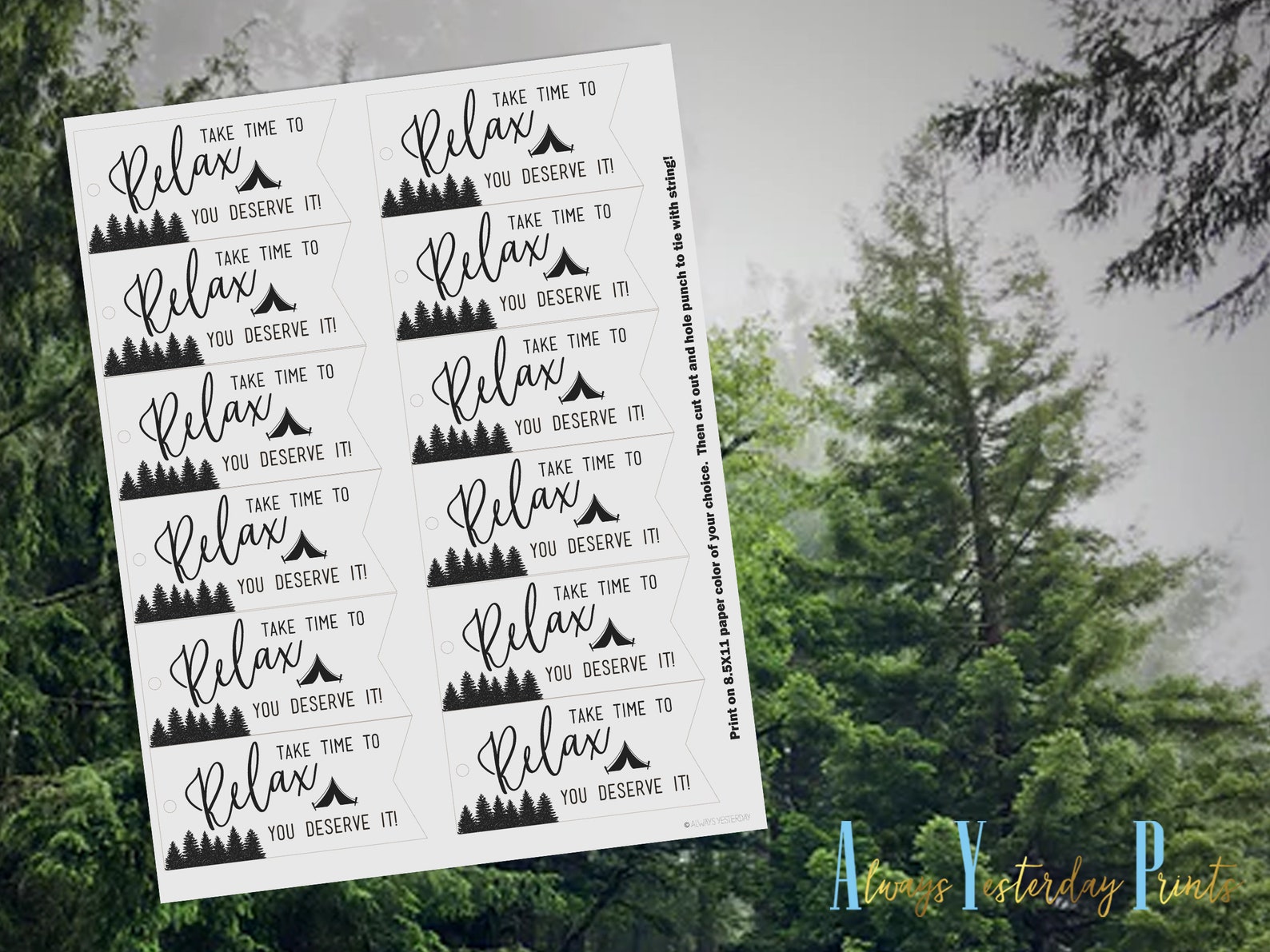 Outdoor Gift Tag Take Time to Relax Label Camping Theme - Etsy