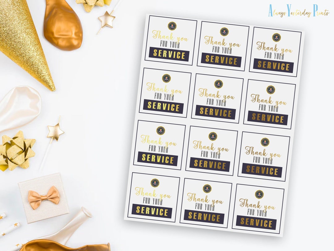 FBI Thank You for Your Service Gift Tags | Feds Party Favor | Police ...