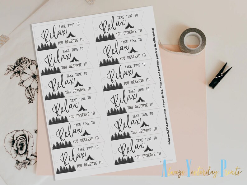 Outdoor Gift Tag Take Time to Relax Label Camping Theme - Etsy