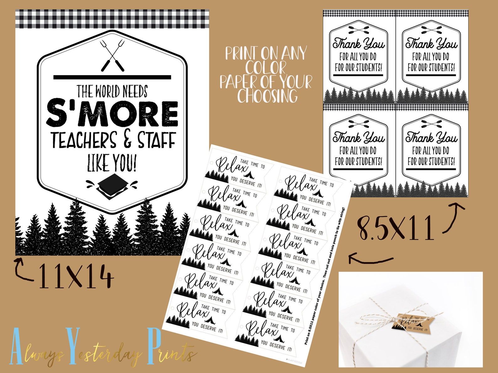 Camping Teacher Appreciation Printables: S'more Poster, Gift Tags ...