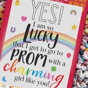 Yes to Prom Sign | Lucky Charms Quote Saying | Cereal Box Printable ...