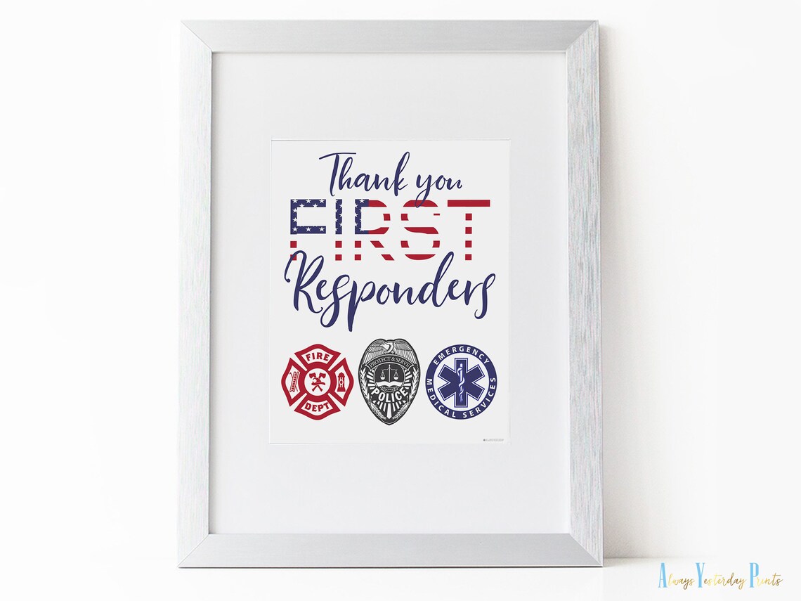 Thank You First Responders Printable Wall Art Police Officer | Etsy