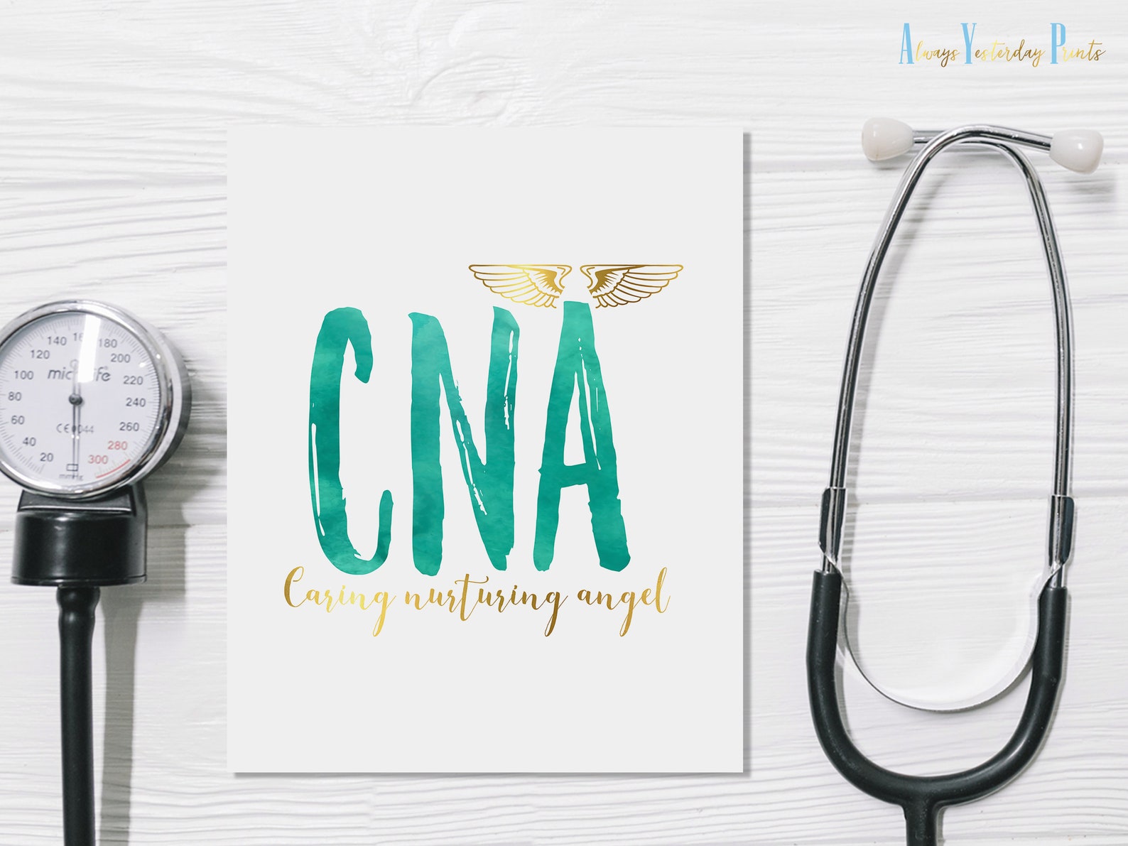 CNA Caring Nurturing Angel Printable Wall Art Nurse Print - Etsy