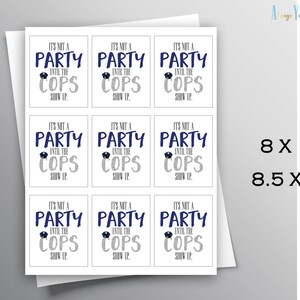 Police Theme Gift Tags | It's Not A Party Until the Cops Show up | Cop ...