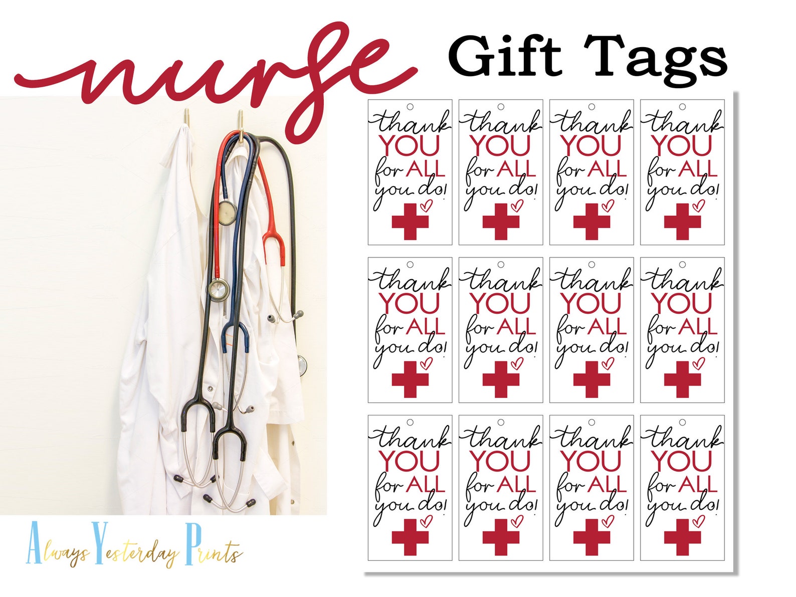 Nurse Gift Tags Thank You for All You Do Appreciation Labels - Etsy