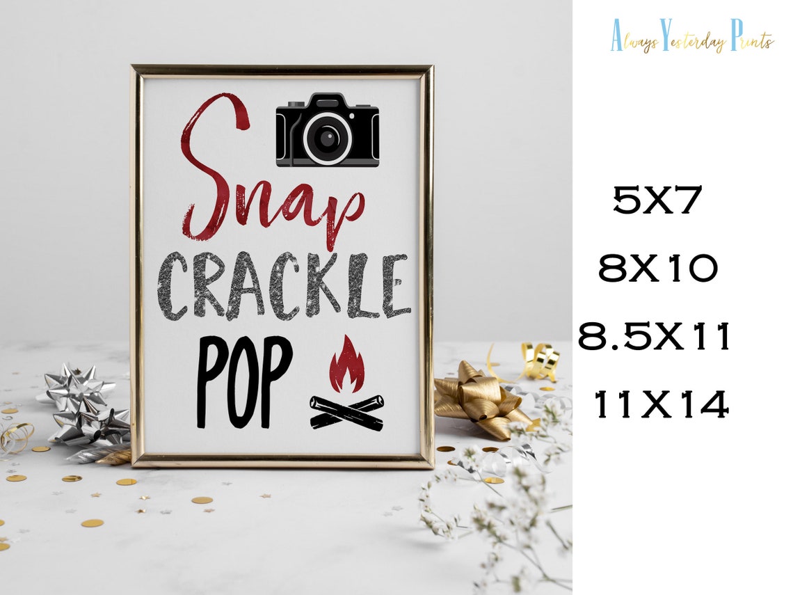 Snap Crackle Pop Firefighter Photo Booth Party Printable - Etsy