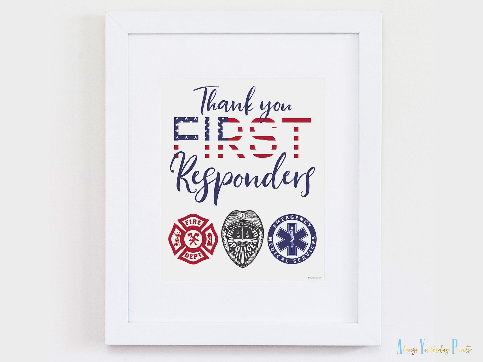 Thank You First Responders Printable Police Officer Print - Etsy