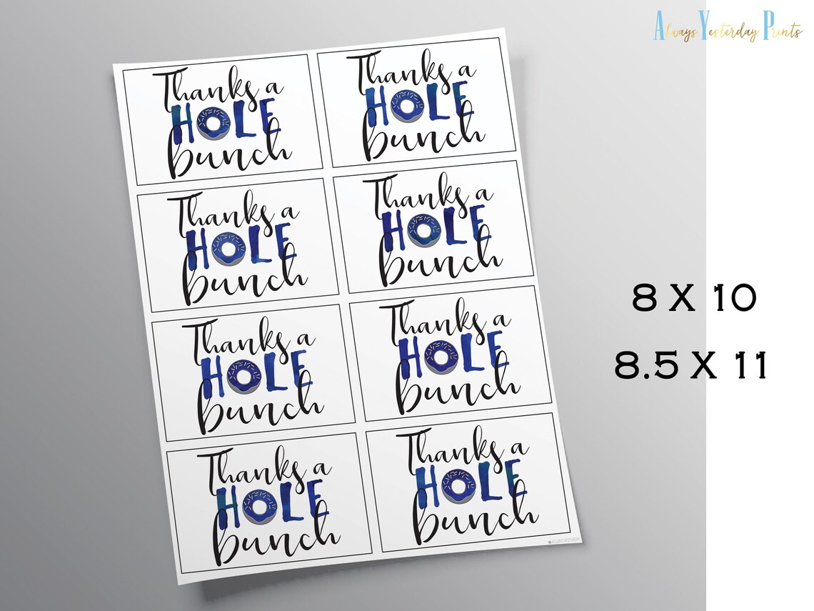 Thanks A Hole Bunch Donut Party Favor Gift Tag Police - Etsy