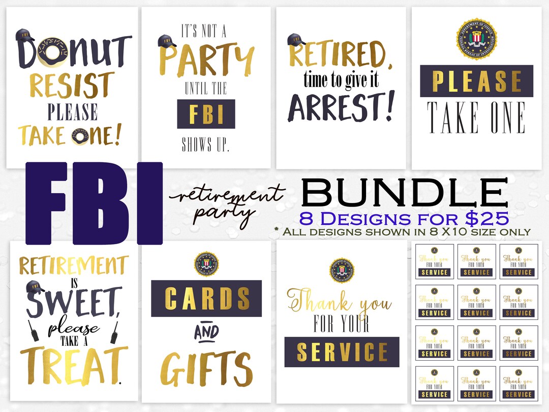 FBI Retirement Party Bundle | Donut Party Decor | Federal Bureau of ...