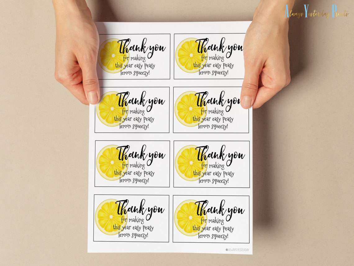 Teacher Gift Tags Easy Peasy Lemon Squeezy Thank You Labels - Etsy