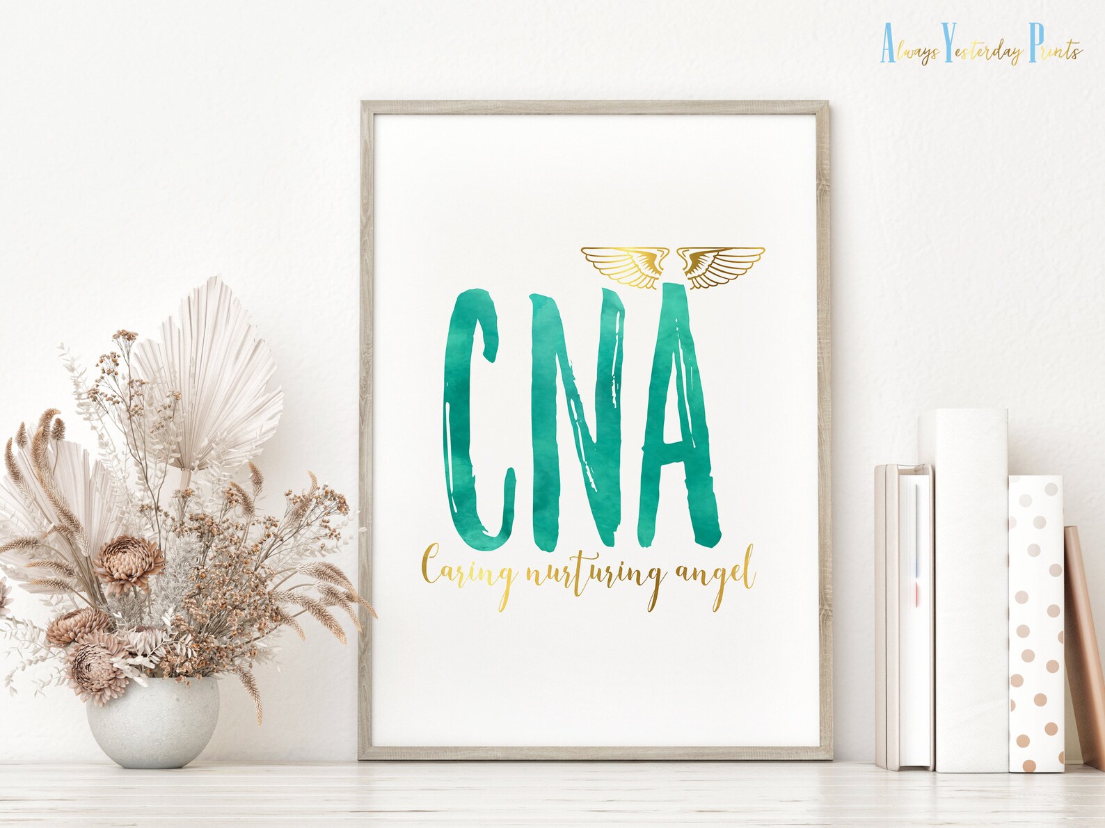 CNA Caring Nurturing Angel Printable Wall Art Nurse Print - Etsy