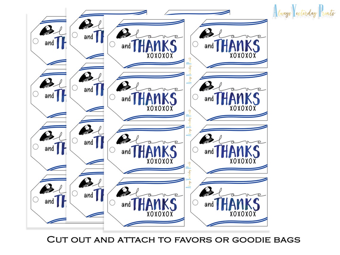 Police Gift Tags Love and Thanks Police Hat Printable Labels - Etsy