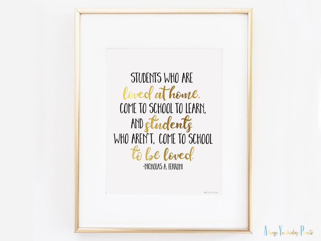 Teacher Quote About Loving Students | Teacher Classroom Print | School ...