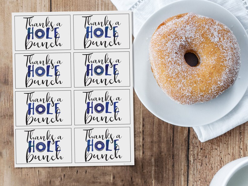 Thanks A Hole Bunch Donut Party Favor Gift Tag Police - Etsy