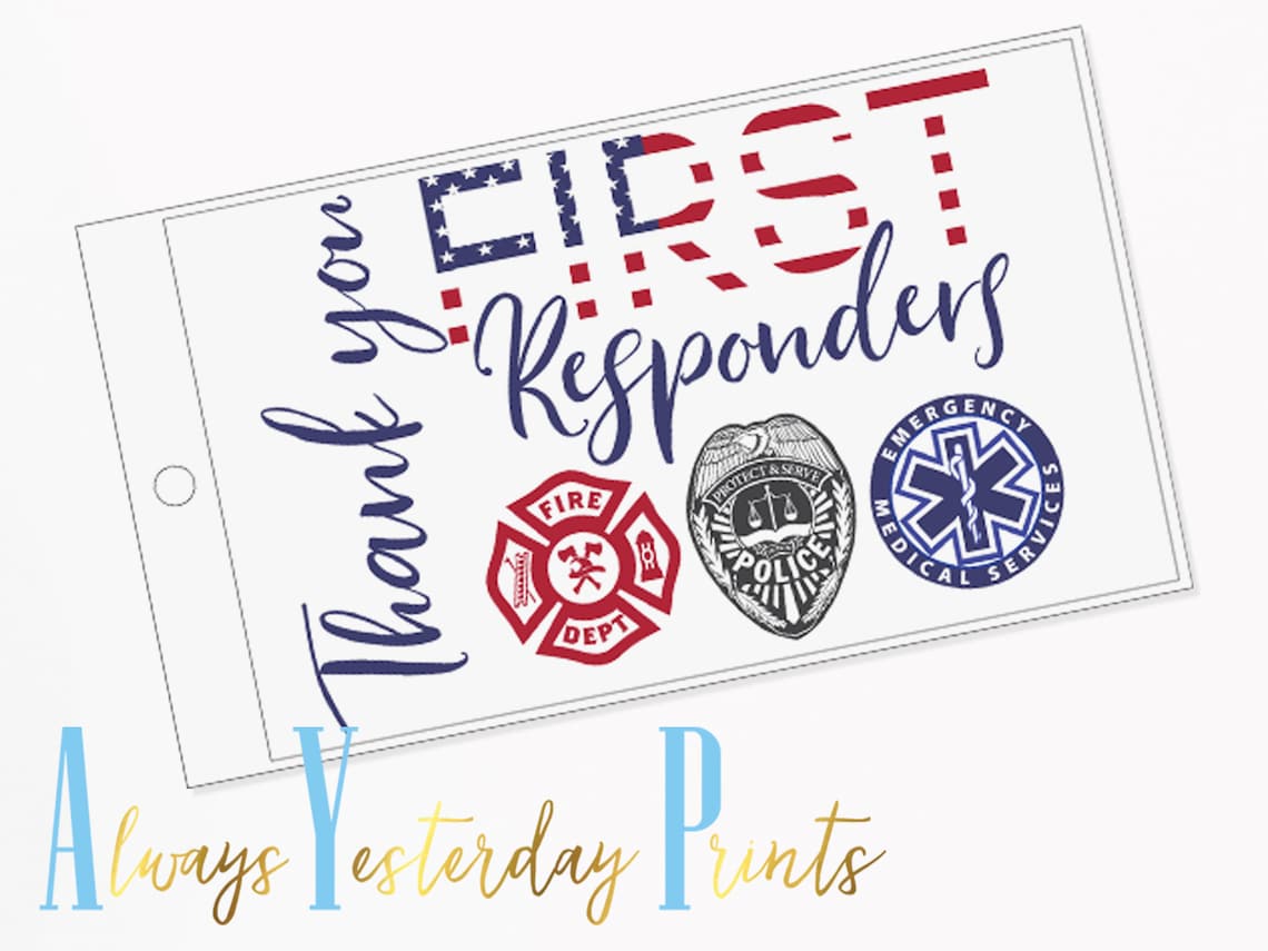 Thank You First Responder Tags Appreciation Labels Gift - Etsy