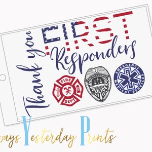 Thank You First Responder Tags: Appreciation Gift Labels (digital ...