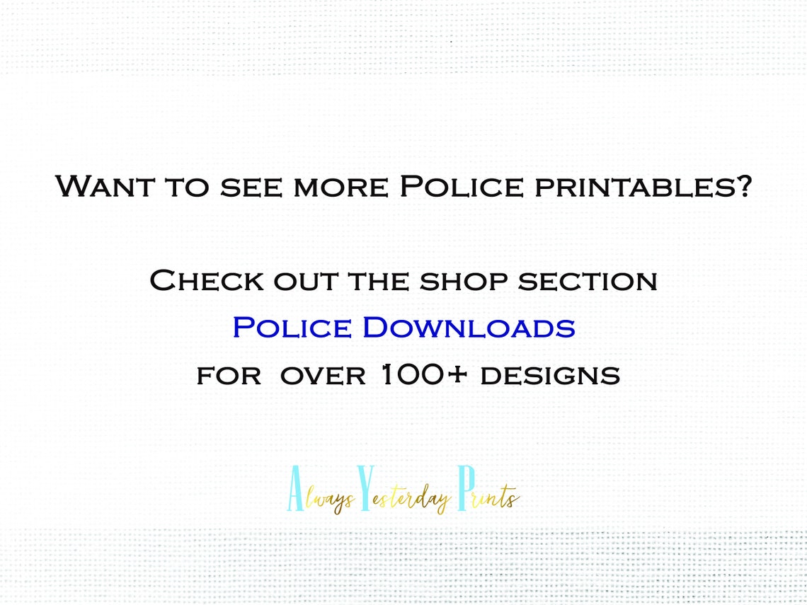 Police Gift Tags Love and Thanks Printable Labels Cop - Etsy